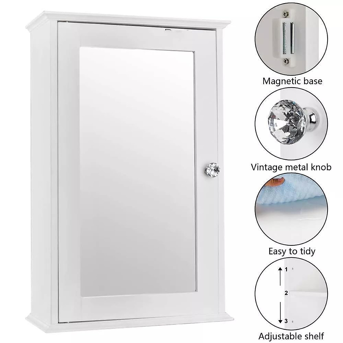 3-Lier Wall Mount Bathroom Cabinet Storage Medicine,toliet Cabinet Kitchen Laundry Cupboard with an Open Door