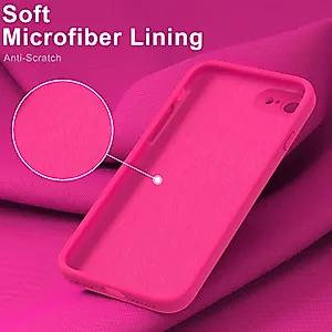 Goodon for iPhone SE 2022 3rd/SE 2020 2nd gen - iPhone 8/7 case with Screen Protector - Camera Protection - Liquid Silicone Shockproof Protective Phone Cover 4.7" for Women and Girls - Hot Pink