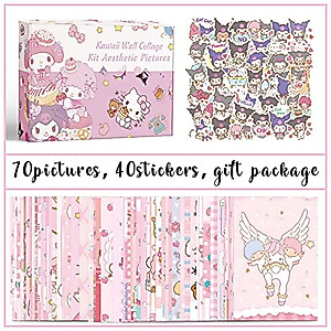 NIKANOMI 110Pcs Anime Wall Collage Kit Aesthetic Pictures Pink 4x6 inch Anime Room Decor Kawaii Wall Collage Kit Cute Sweet Room Decor Dorm Photo for Teen Girls