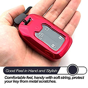 Compatible with 2020 2021 Chevrolet Chevy Silverado 1500 2500 3500 Suburban Tahoe GMC Acadia Terrain Yukon Red TPU Key Fob Cover Case Remote Holder Skin Protector Keyless Entry Sleeve Accessories