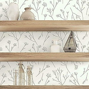RoomMates RMK11678WP Brown and White Twigs Peel and Stick Wallpaper,Brown & White, Roll