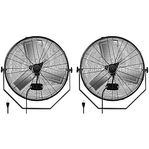 Simple Deluxe 24 Inch Industrial Wall Mount Fan, 3 Speed Commercial Ventilation Metal Fan, 2 Pack, Black