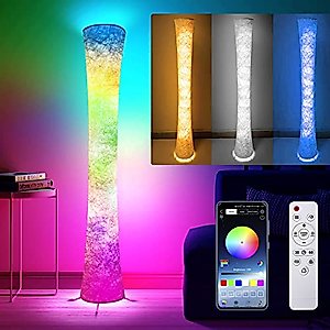 WORLD WIN Floor Lamps for Living Room, Smart Led Lamp RGB Color Changing with APP & Remote Control, 62 Inch DIY Mode Music Sync Standing Modern Corner Lamp Decor for Living Room Bedroom Game, 1 Piece