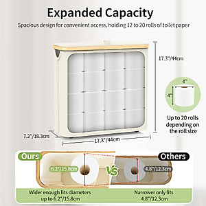 Toilet Paper Storage, 32L Large Toilet Paper Basket Organizer for Bathroom, Toilet Paper Storage Holder Stand with Lid, Footbase, Handle-Beige