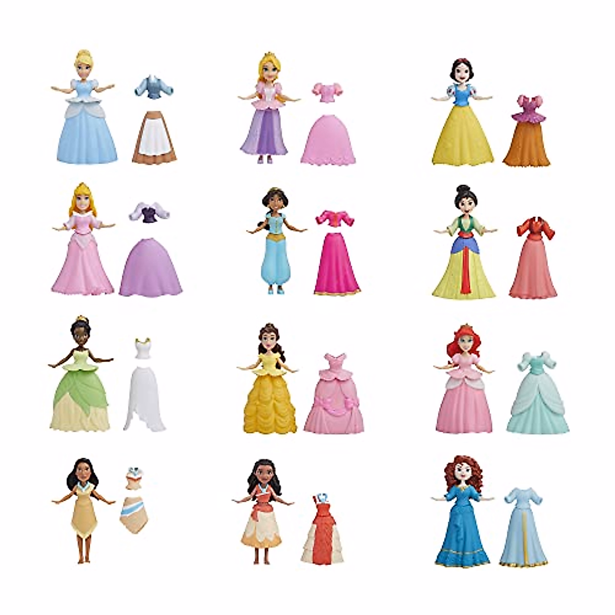 Disney Princess Secret Styles Royal Ball Collection, 12 Small Dolls with Dresses, Toy for Girls Ages 4 Years and Up (Amazon Exclusive)