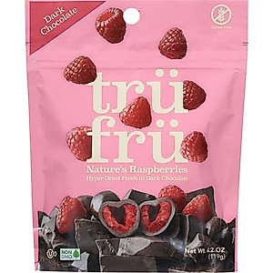 Tru Fru Nature's Raspberries Hyper-Dried Fresh in Dark Chocolate, 4.2 Ounce Bag