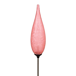 Evergreen Garden Outdoor Décor Fire Flame Solar Glass Torch, Pink Feather Finish for Homes Gardens Yards Lawn and Patio