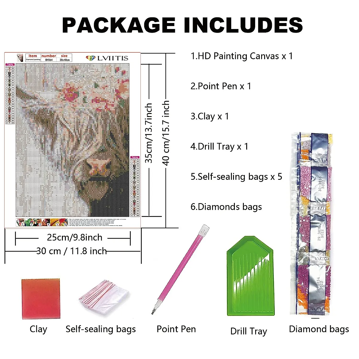 LVIITIS Diamond Painting Kit for Adults Beginner,5D Diamond Art Dots Kit for Adults,Paint with Gem for Home Wall Decor (Cow)