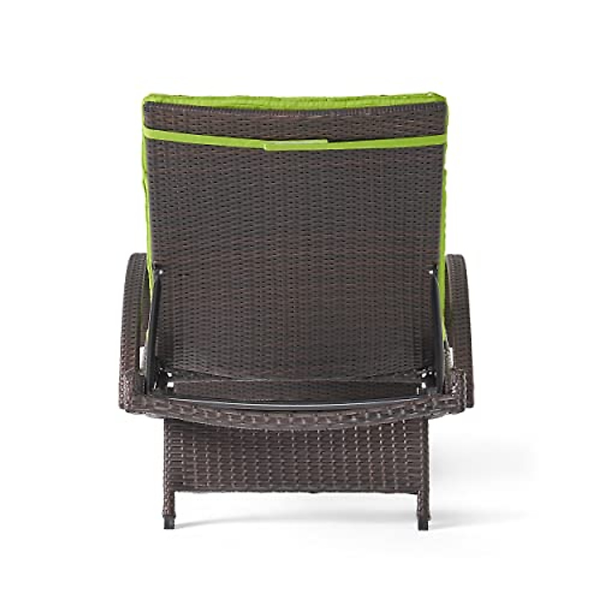 Christopher Knight Home Salem Outdoor Wicker Adjustable Chaise Lounge with Arms, with Cushion, Multibrown / Green