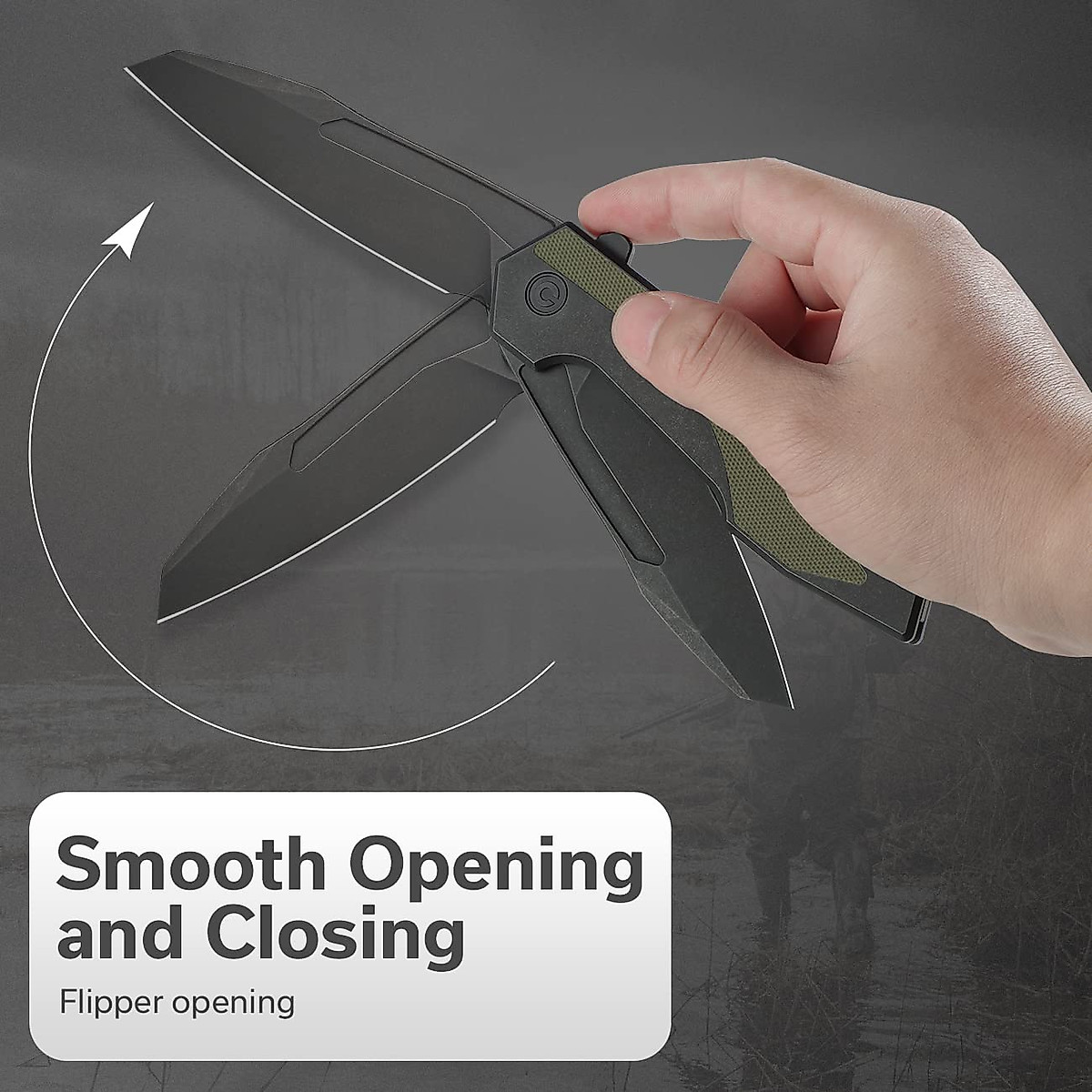 CIVIVI Folding Pocket Knife for EDC, Frame Lock Knife with 3.7" 14C28N Blade, Steel with OD Green G10 Handle, Gustavo T. Cecchini Hypersonic Flipper Knife for Men Gift Collection C22011-1