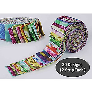 Soimoi 40Pcs Tie Dye Print Cotton Precut Fabrics for Quilting Craft Strips 2.5x42inches Jelly Roll - Multicolor