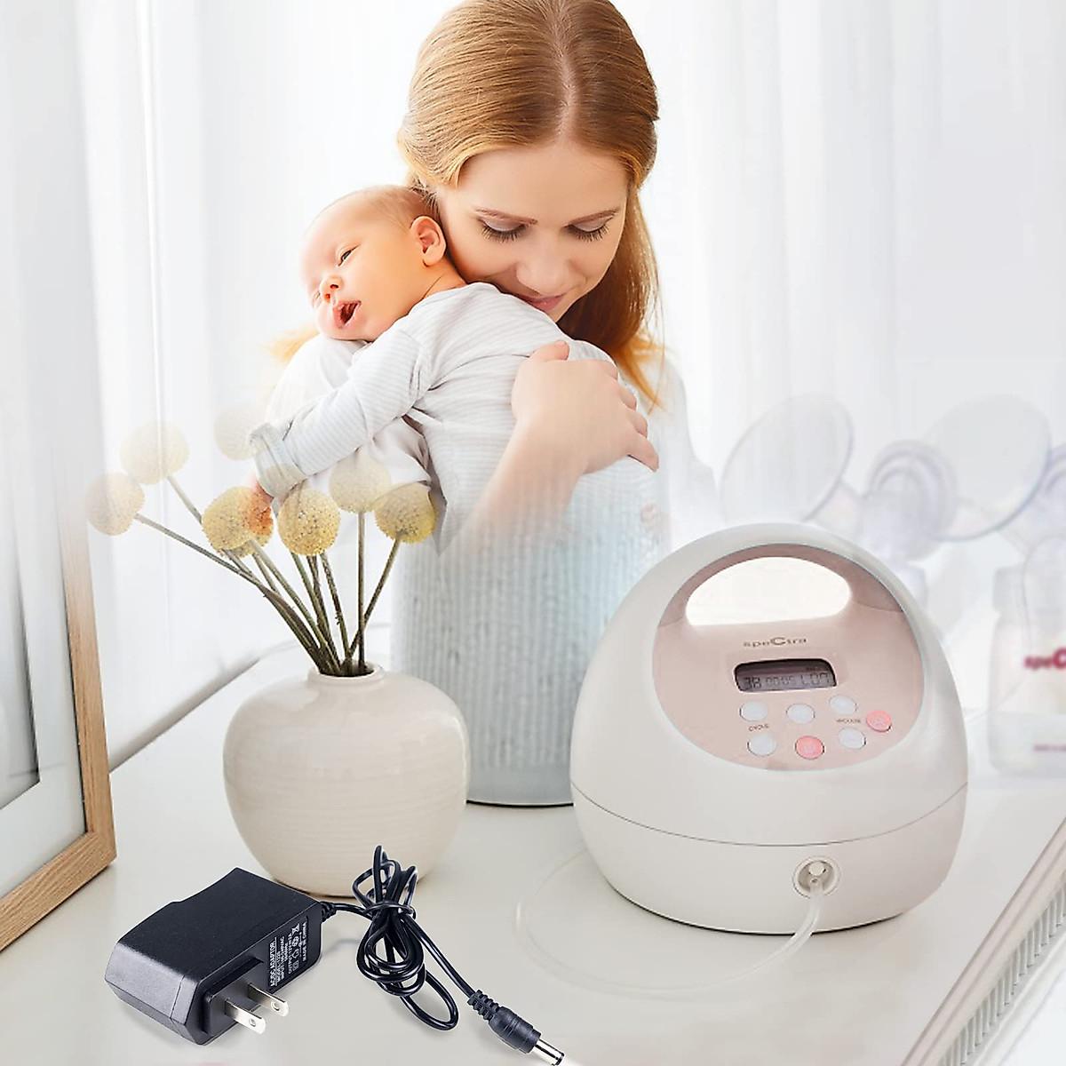 Loveishere Flange Inserts Compatible with Medela/Willow/TSRETE/Momcozy S9 S10 S12/ Willow Wearable Cups & Spectra S1 S2 (Charger Power Cord)