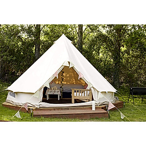 Outdoor Luxury Glamping Bell Tents for Boutique Camping and Occasional Family Camping Trips and Festivals and Human shelter for inhabiting or Leisure(Dia. 5meters)