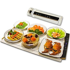 Electric Warming Tray, Warming Mat for Food with 8 Temperature Settings and Timing, Raised Feet Protects Table, Portable Food Warmer for Buffets Party, Gathering, Daily Use