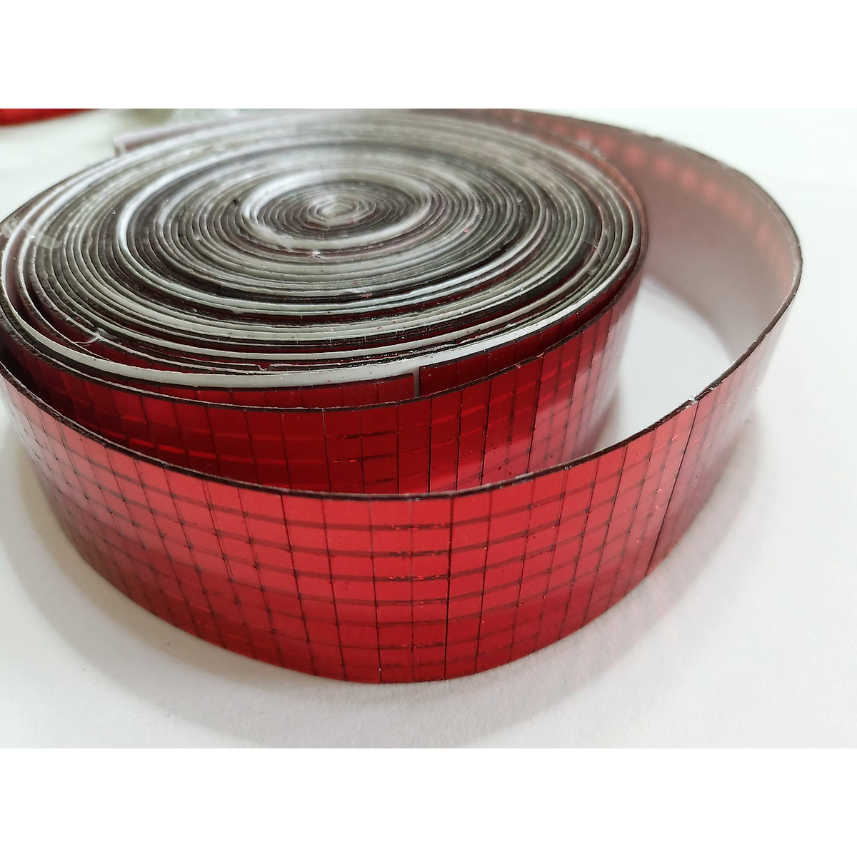 1570pcs Self-Adhesive Mosaic Tiles,Red Glass Mirror Wall Sticker for Christmas,Halloween Festival &Party Home DIY Decoration and Crafts Accessory (Red Mirror, 1 Meter)