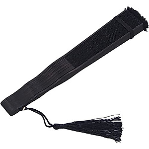 Womens Multi Color Handmade Cotton Lace Folding Hand Fan (Black-A) (Black)