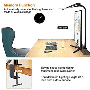 SHLINUX Clamp Lamp with Flexible Gooseneck, Eye-Caring Architect Task Lamp, 18W LED 3 Modes 6 Brightness, Modern Desk Light for Home Office ,Remote Control and Touch (Black)