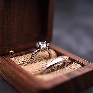 Wooden Ring Box, Ring Bearer Box, Retro Ringbearer Box, Jewelry Storage Holder, Wedding Ring Holder Gift for Wedding Ceremony Proposal for Wedding Engagement, Style1 ( Color : Engraving: We Do )