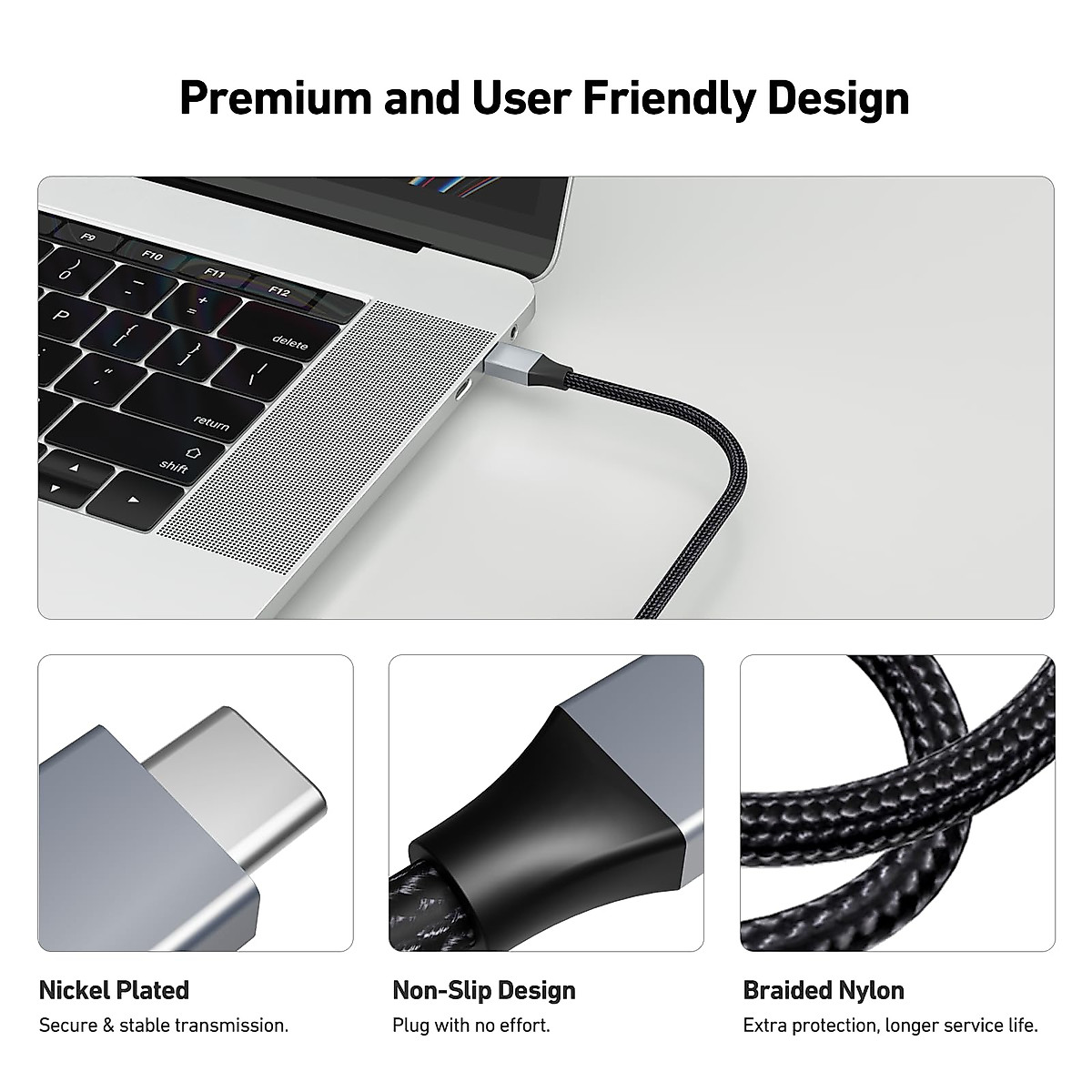 BENFEI 4K@60Hz USB C to HDMI 6 Feet Cable [Aluminum Shell, Nylon Braided], Thunderbolt 3/4 Compatible with iPhone 15 Pro/Max, MacBook Pro/Air 2023, iPad Pro, Surface Book 2, Galaxy S23 and More