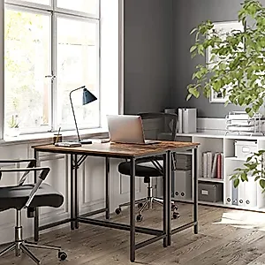 VASAGLE 39-Inch Computer Writing Desk, Home Office Small Study Workstation, Industrial Style PC Laptop Table, Steel Frame, 39.4, Rustic Brown + Black