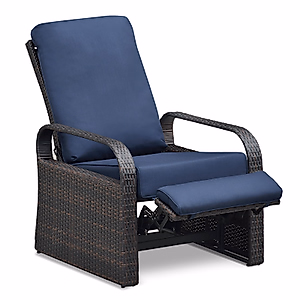 ATR ART TO REAL Indoor Outdoor All-Weather PE Wicker Adjustable Reclining Lounge Chair with Durable Aluminum Frame and Removable Soft Cushion, Luxury Comfortable for Home Reading Sunbathing