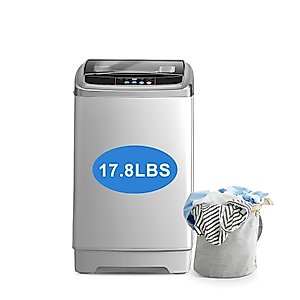 Tymyp Small Washer Machine for Apartment, Washer and Dryer Combo with LED Display, 17.8LBS Apartment Washing Machine with 10 Washing Programs, Transparent Grey