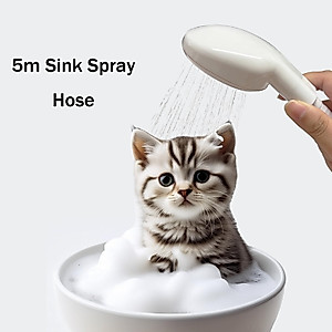 16.4FT Sink Spray Hose,Portable Sink Hose Faucet Sprayer, Shampoo Sprayer Handheld Hose Faucet Shower Head Spray for Bathing Baby,Pets,Washing Hair,Rinsing Vegetables