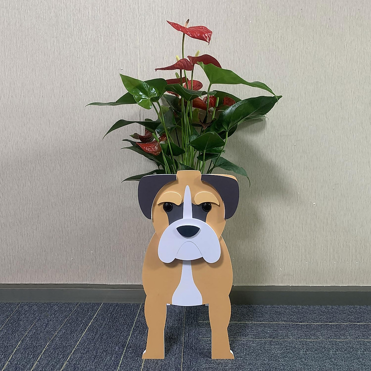 VanFty Dog Planter Boxer Shape Animal Flower Pot Large Dog planters Outdoor Decorations Lovely Gift Desk Storage Box Flowerpot Plant Container Frame for Indoor and Outdoor use