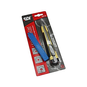 SDI-5414 Snap-off Utility Knife with 12 Set of Sk2+cr Blades, 9mm Rubber Grip Cutter for Right or Left Handed User