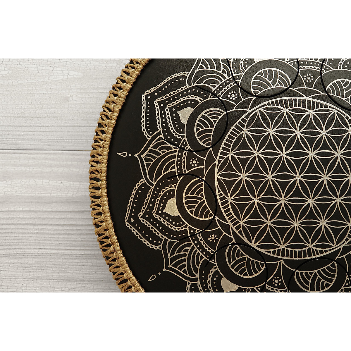 GUDA DRUM Freezbee Flower of Life with Rope Decoration and Perfect Travel Bag