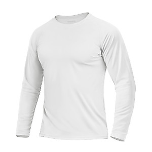 Boladeci Rash Guard for Men SPF Shirts Long Sleeve Lightweight UPF 50+ Sun Protection Swim Shirts Quick Dry UV Surf Water Running Fishing Tee T-Shirts White