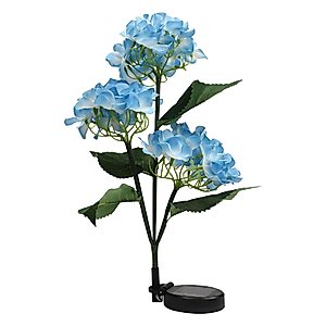 LyeXD Solar Garden Lights Outdoor Waterproof, 3 Head Hydrangea Decorative Lights Floor Mount LED Solar Flower Lights w/Ground Insertion, Outdoor Solar Lights for Yard Garden,Parks,Rooftops,Blue