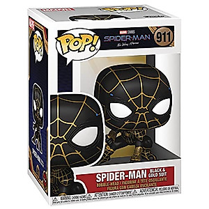 Spider-Man POP Marvel No Way Home - Spiderman in Black and Gold Suit Funko Pop! Vinyl Figure (Bundled with Compatible Pop Box Protector Case), Multicolor, 3.75 inches