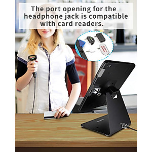 CarrieCathy Desktop Anti-Theft Security Kiosk POS Stand Holder Enclosure with Lock & Key, Compatible with iPad 2,3,4, iPad air, iPad air 2, iPad Pro 9.7", iPad 2017 & 2018, Flip & Rotate Design, Black
