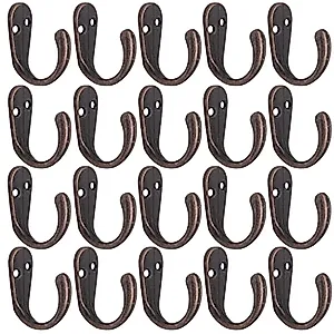 Gutapo Coffee Cup Hooks 20pcs Copper Hooks Door Wall Closet Mounted Single Hook Hangers for Robe Coat with 46pcs Screws