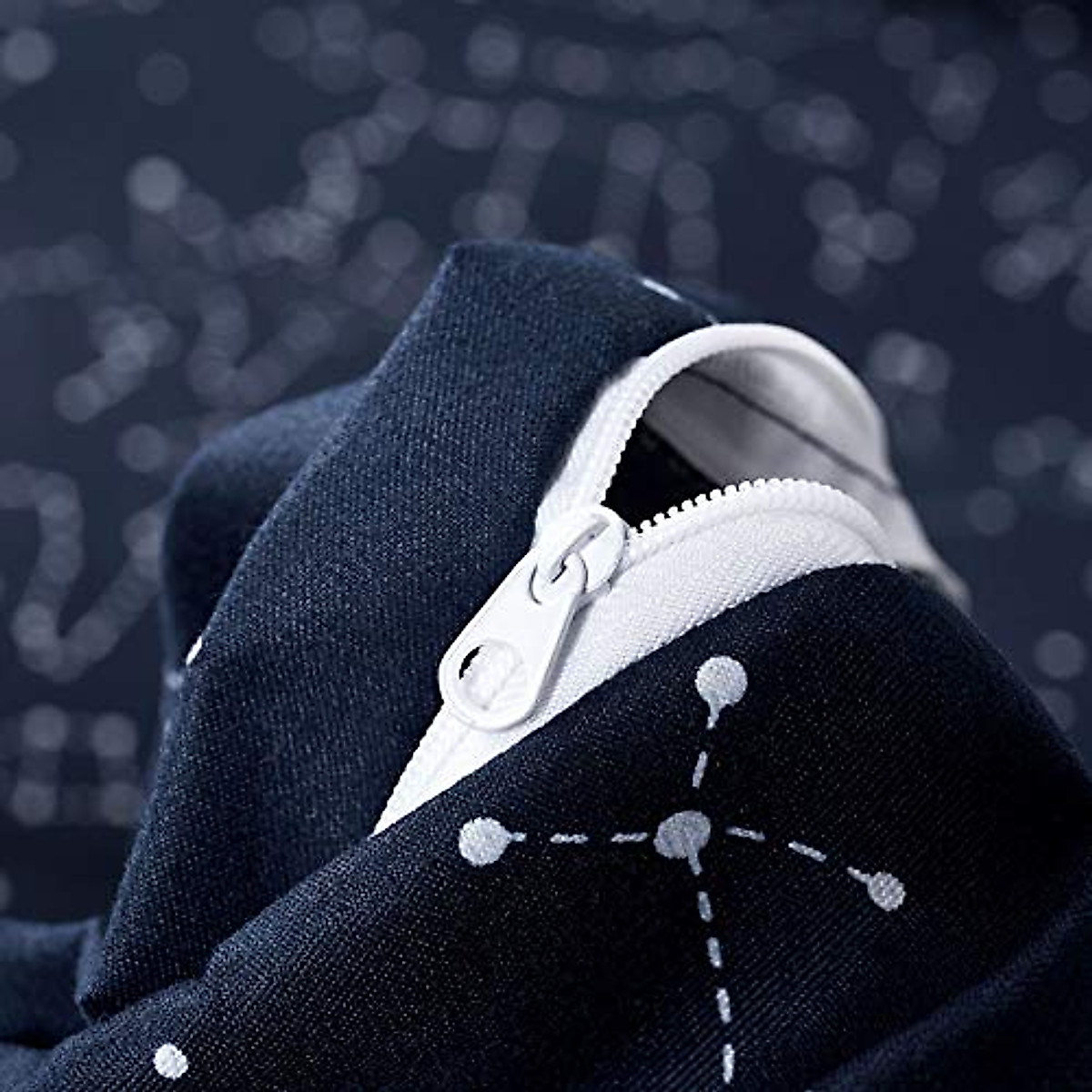 Wake In Cloud - Constellation Duvet Cover Set, Navy Blue with White Astronomy Galaxy Space Stars, Soft Microfiber Bedding (3pcs, Queen Size)