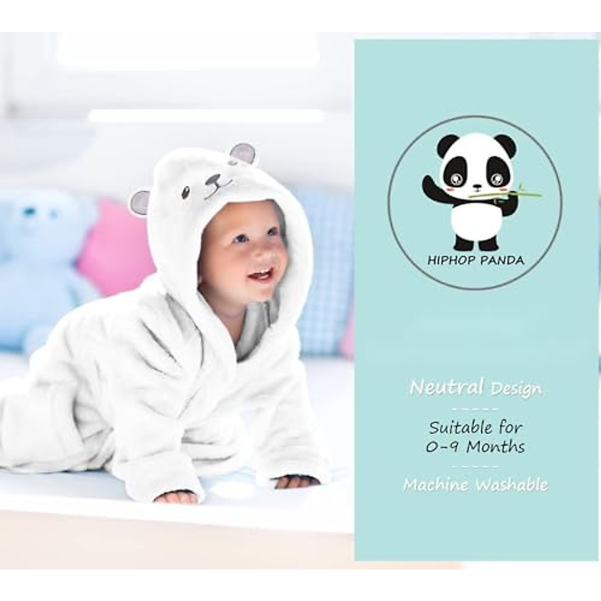 HIPHOP PANDA Baby Animal Face Robe Viscose Derived From Bamboo for 0-9 Months - 2 Layer Softest Baby Bath Hooded Robe, Bear