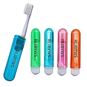 RIJBYWS 4PCS MINI Travel Toothbrushes, On Fhe Folding Toothbrushes [non-electric], Does Not Hurt The Gums,Suitable for Travel, Camping, School, Home (3.9 inches after folding)