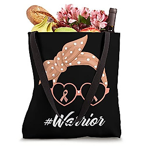Women Peach Ribbon Warrior Uterine Cancer Awareness Tote Bag