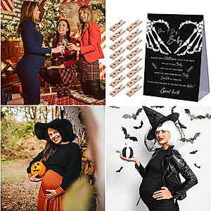 Don't Say Baby Baby Shower Game,Halloween Gothic Baby Shower Decorations,Mini Clothespins for Baby Shower,Neutral Baby Shower Decorations,Little Cutie Baby Shower,1 Sign & 50 Mini Clothespins Set-B4
