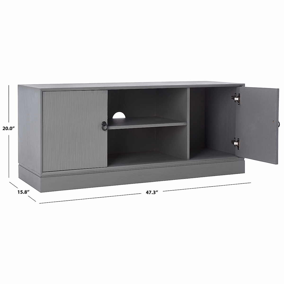 SAFAVIEH Home Collection Aliyah Distressed Grey 2-Door 1-Shelf Entertainment Media Stand up to 55" Flatscreen TV