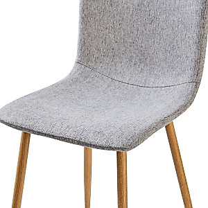 FurnitureR Scandinavian Set of 2,Side Fabric Cushion Seat Accent Sturdy Oak Metal Legs for Kitchen Living Waiting Room Dining Chair, 15" D x 16.5" W x 33.7" H, Grey