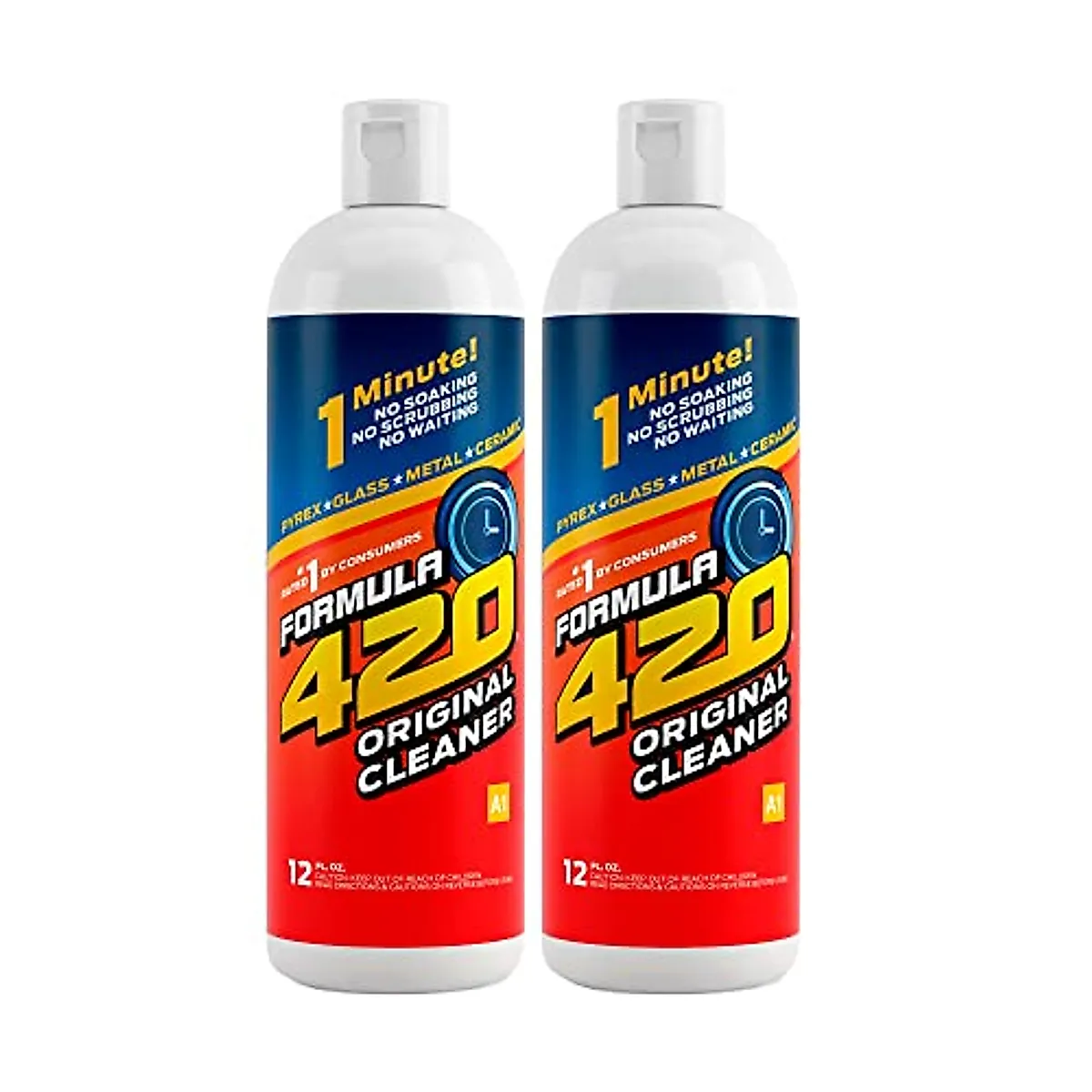 Formula 420 Cleaner - Pyrex, Glass, Metal and Ceramic - 12 Oz. Bottles. 2 Pack