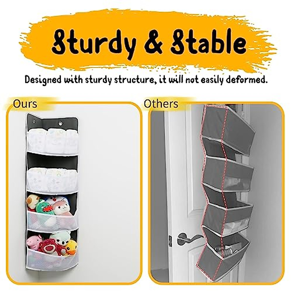 Ofiray-home Soft Corner Shelf | Safe Hanging Organizer | Child-Friendly Wall Mount Storage | for Sundries, Toys, Stuffed Animals, Diapers | for Pantry Closet Bedroom Nursery Organization 1-Pack