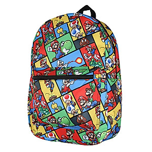 Bioworld Super Mario Backpack Multi Character Video Game School Laptop Travel Backpack