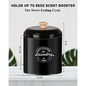 Laundry Scent Booster Beads Dispenser Container for Laundry Room Organization. Laundry Containers for Organizing with Lid. Metal Farmhouse Laundry Room Decor. Laundry Dispenser for Detergent (Black)