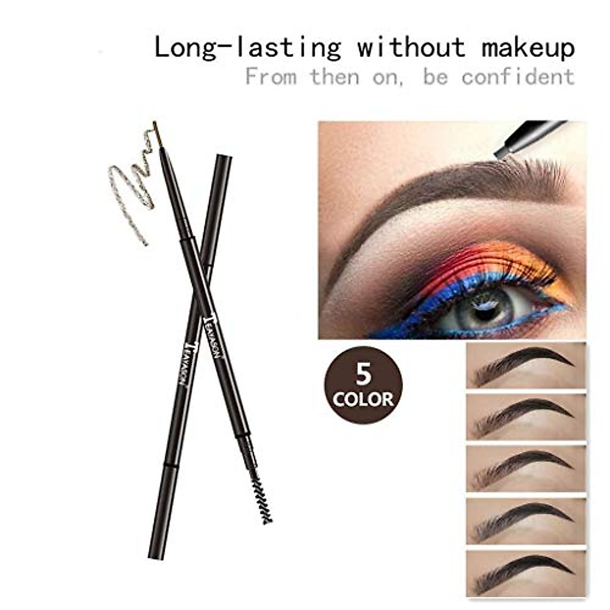 1.5mm ultra-fine eyebrow pencil automatic rotation eyebrow pencil,durable, sweat-proof and not easy to take off make-up, five colors available(02#Gray)