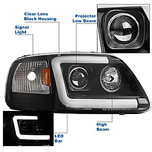 ZMAUTOPARTS LED Black Projector Headlights Headlamps For 1997-2003 Ford F-150/1997-2002 Expedition