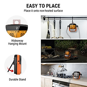 ThermoPro TP902 450-ft Wireless Meat Thermometer Digital, Bluetooth Meat Thermometer Wireless for Meat Steak, Smoker Thermometer with Dual Meat Probe, Cooking Food Thermometer for grilling and smoking