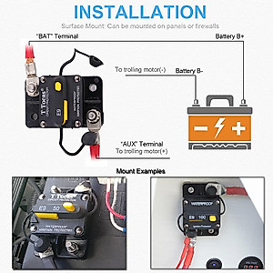 T Tocas 150A Amp Circuit Breaker for Boat Trolling Motor Marine ATV Vehicles Stereo Audio Battery Solar System Inline Fuse with Manual Reset Switcher Waterproof DC 12V-48V